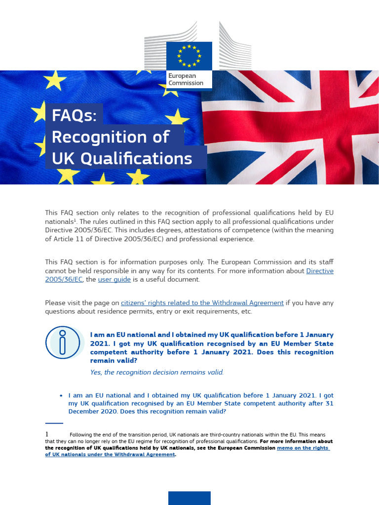 EU Recognition of UK Qualifications FAQ | PDF | Brexit | European Union