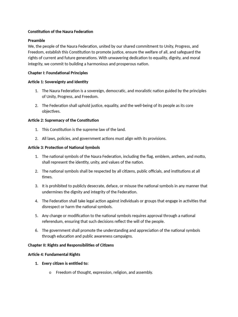 Constitution of The Naura Federation (May2025) | PDF | Bill (Law ...