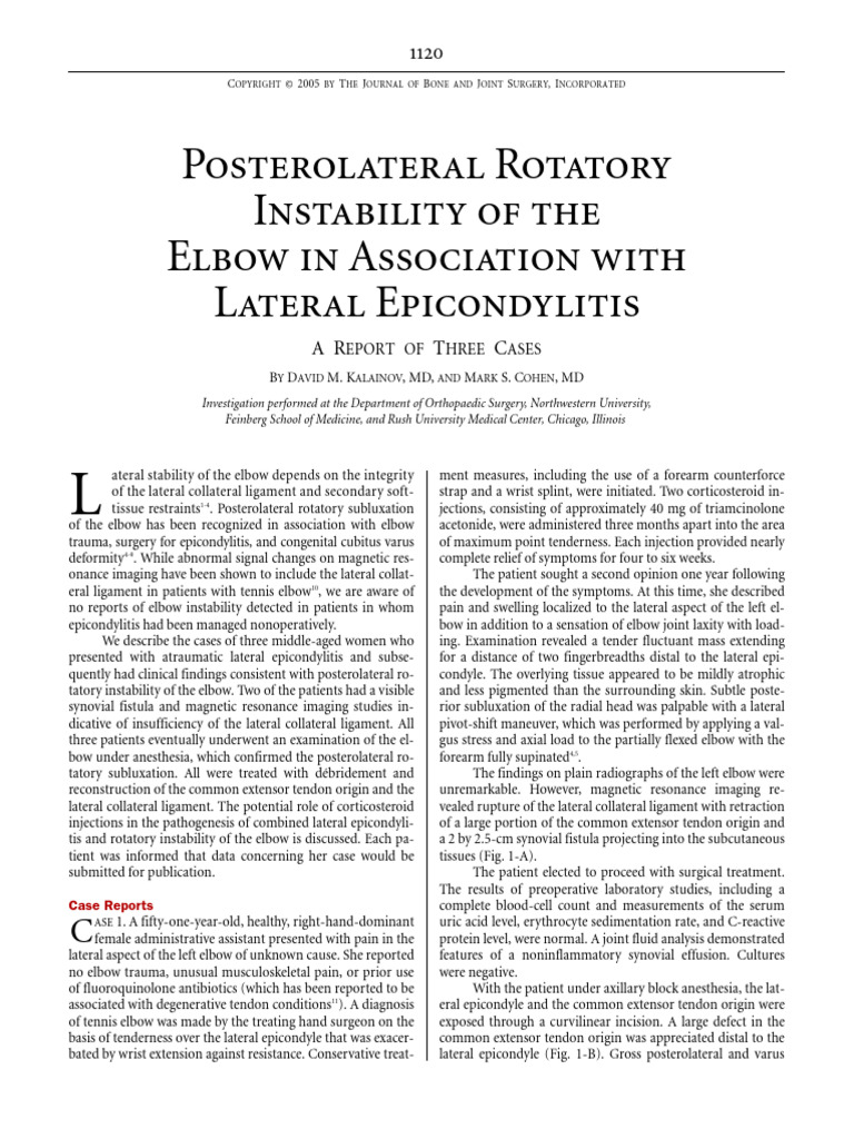 Elbow Instability Linked to Epicondylitis | PDF | Elbow ...
