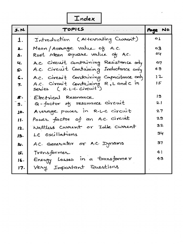 Alternating Current Notes | PDF