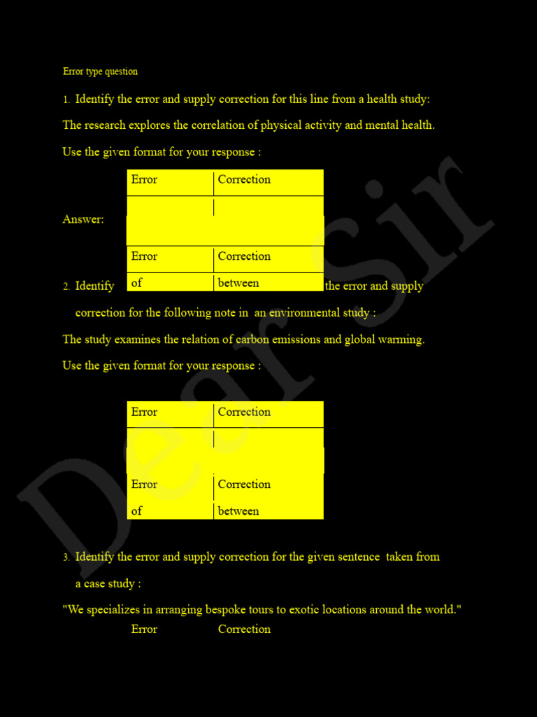 Error Corrections In Various Studies Pdf
