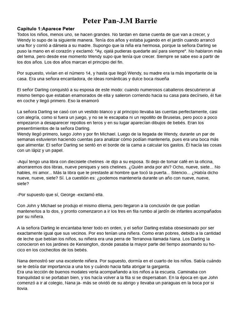 Capítulo 1: Aparece Peter Pan | PDF | Peter Pan