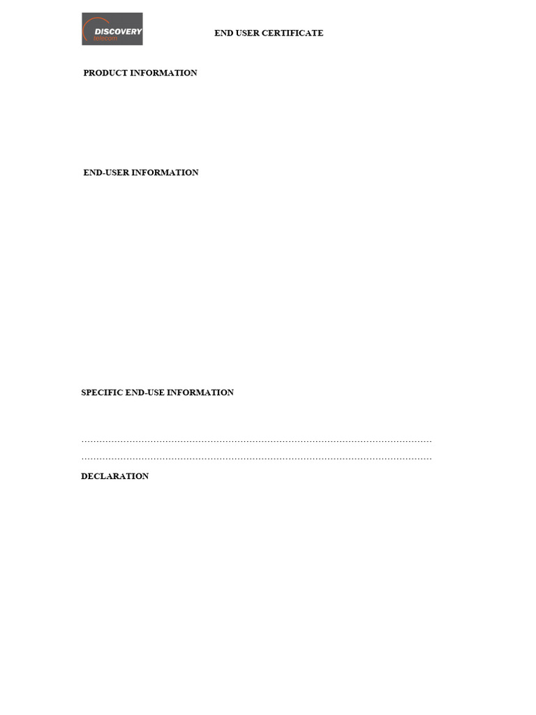 End User Certificate Template | PDF