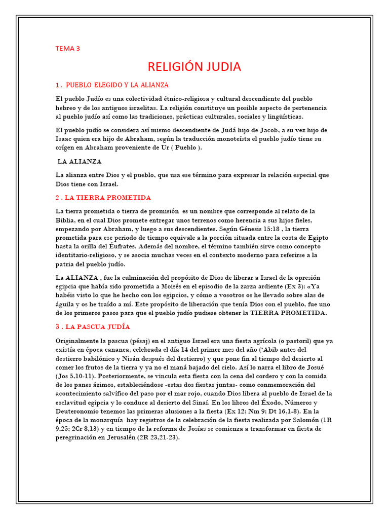 Tema 3 Religíon Judía | PDF | Libro del éxodo | Tora