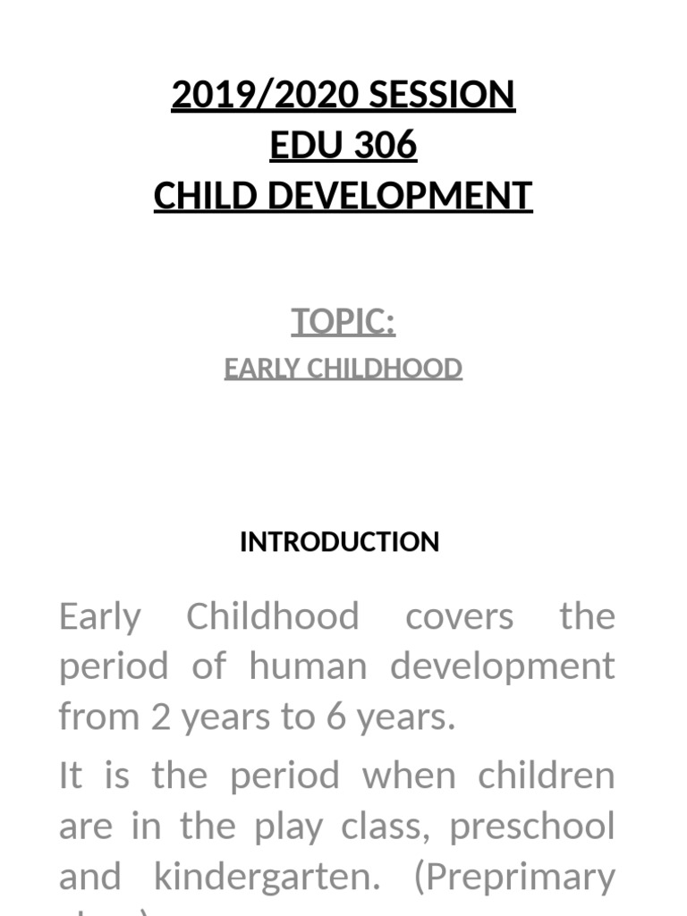 EDU 306 EARLY CHILDHOOD 2019 2020 in 2021 | PDF | Behavioural Sciences ...