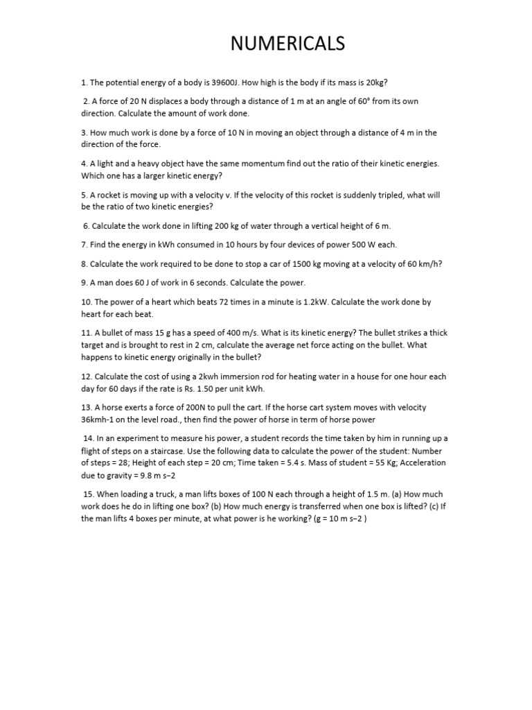 Numericals | PDF