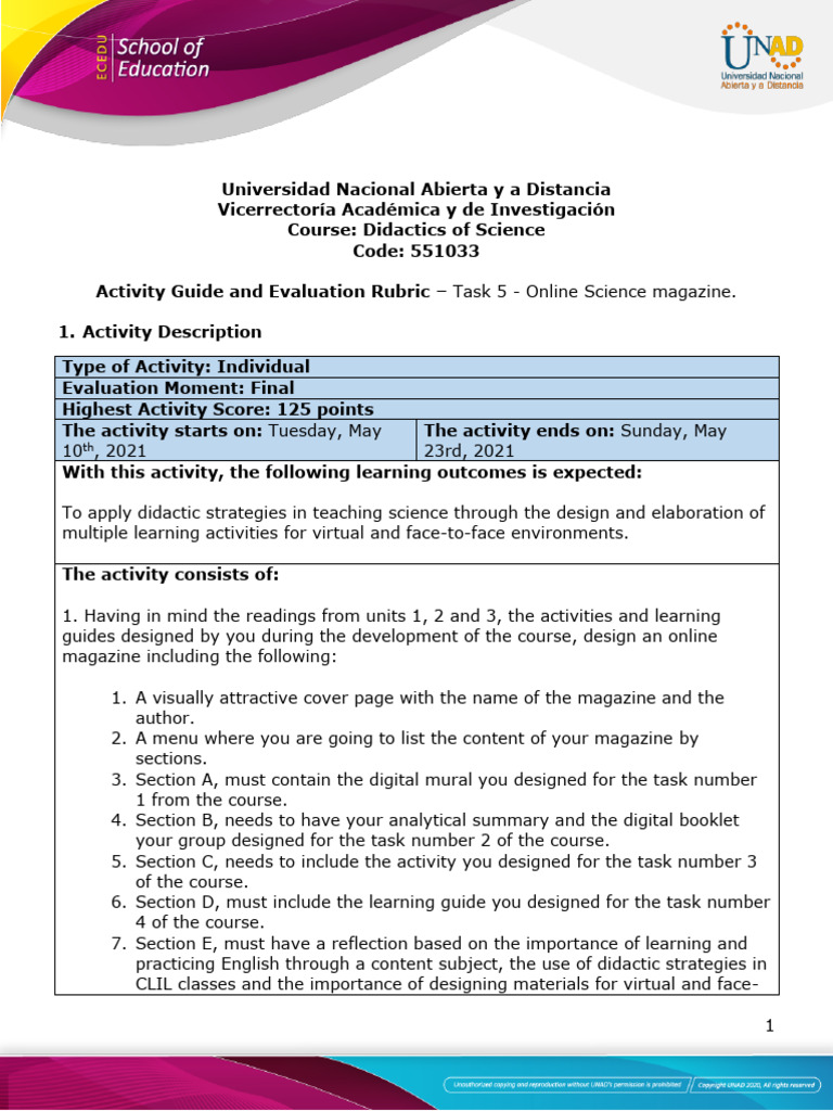 Activity Guide and Evaluation Rubric - Unit 3 - Task 5 - Online Science ...