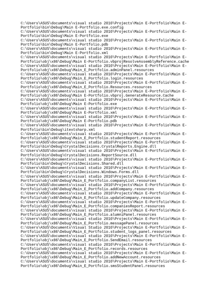 Main E-Portfolio.vbproj.FileListAbsolute | PDF | Operating System Families | Software Engineering