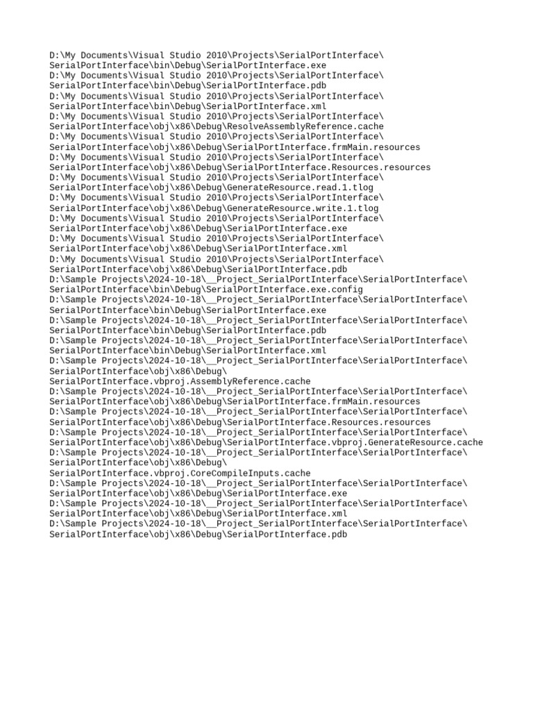 SerialPortInterface.vbproj.FileListAbsolute | PDF | Graphical User Interfaces | Microcomputer ...