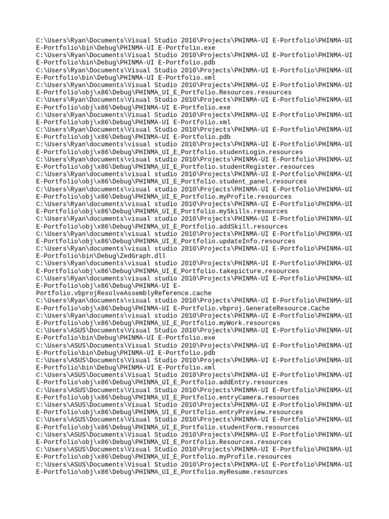 PHINMA-UI E-Portfolio - vbproj.FileListAbsolute | PDF | Software | Operating System Families