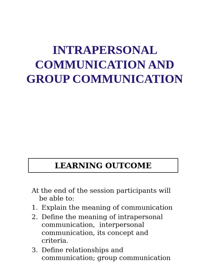 Intrapersonal and Group Communication Insights | PDF | Communication ...