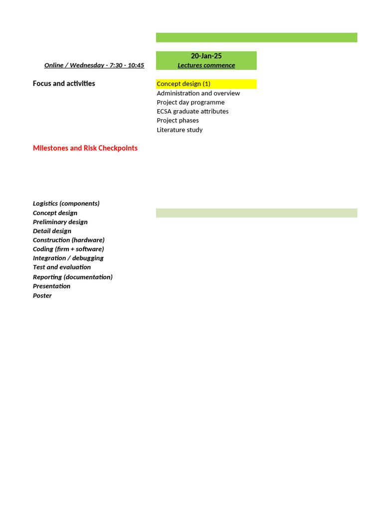 EERI 474 Schedule and Milestones V2.0 | PDF | Risk Management | Risk