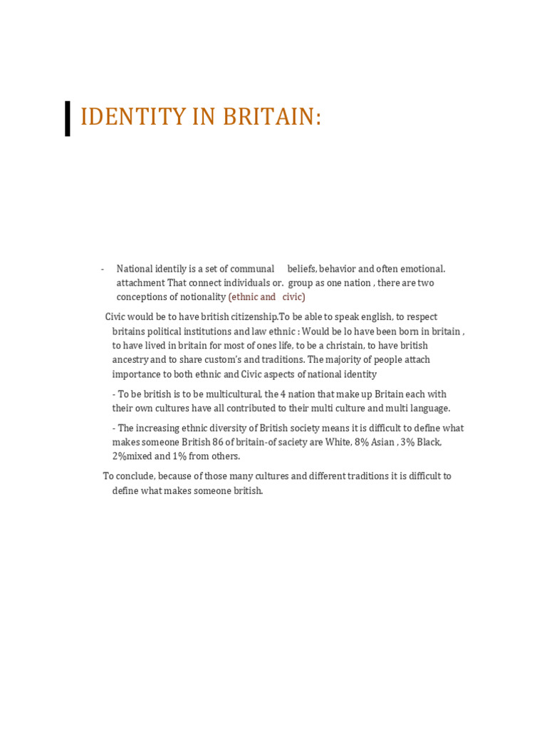 Understanding British National Identity | PDF