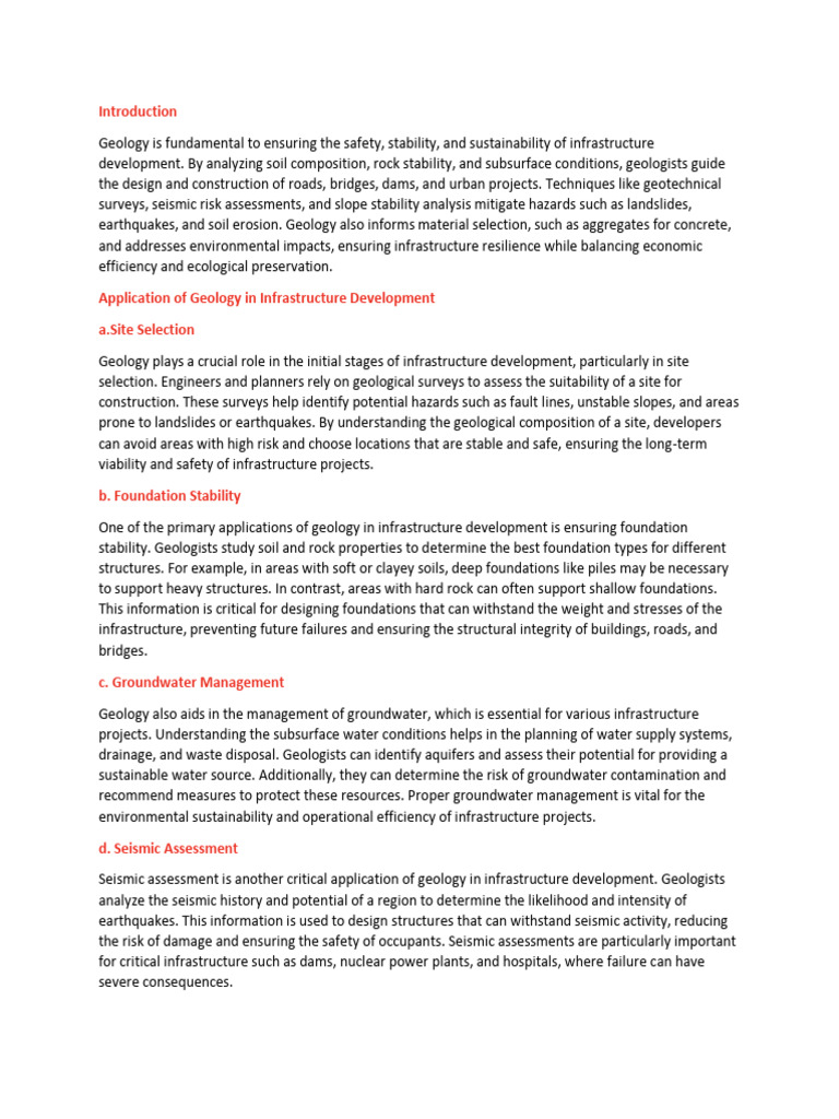 Infrastructure Development | PDF | Infrastructure | Geology