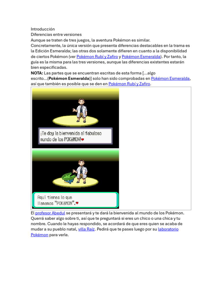 Guía de inicio en Pokémon Rubí/Zafiro | PDF | Pokémon | Videojuegos ...