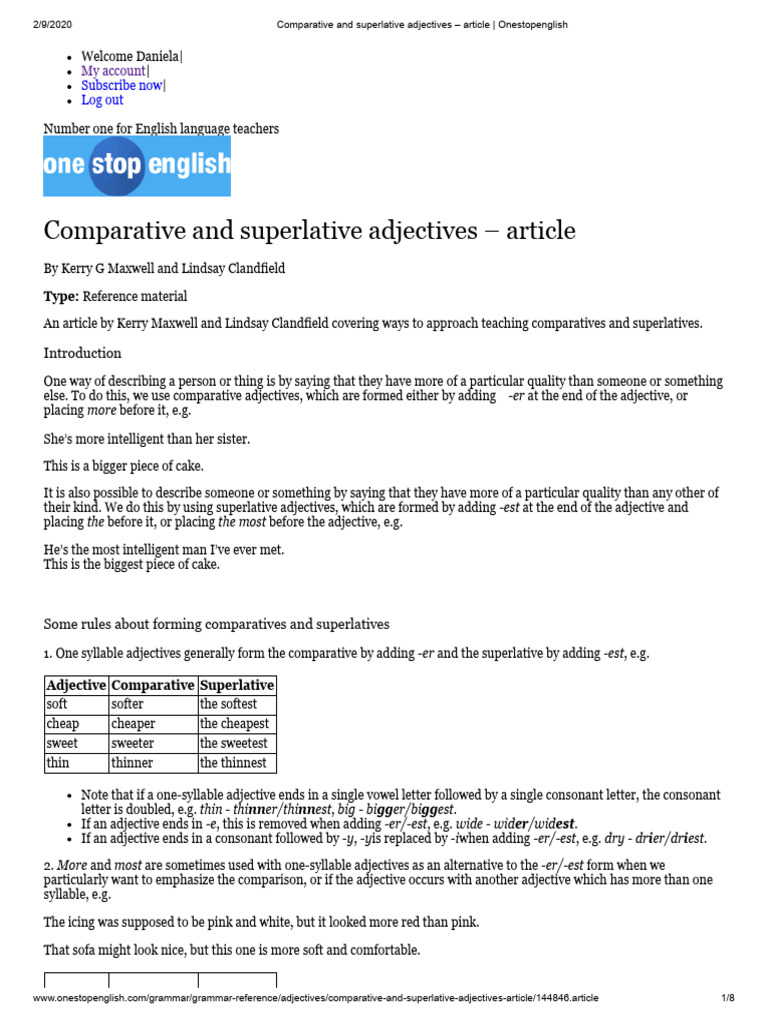 Teaching Comparative and Superlative Adjectives | PDF | Adjective | Linguistic Typology