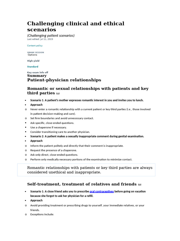 Clinical and Ethical Challenges in Medicine | PDF | Informed Consent ...