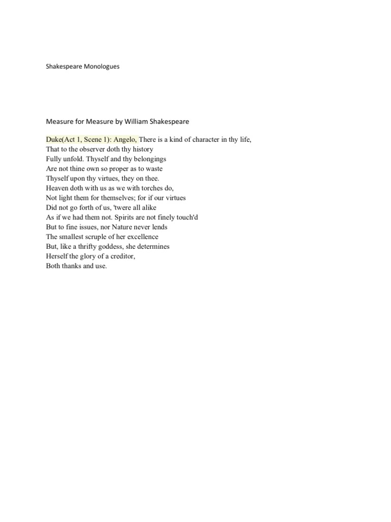 Shakespeare Monologues | PDF | Poetry