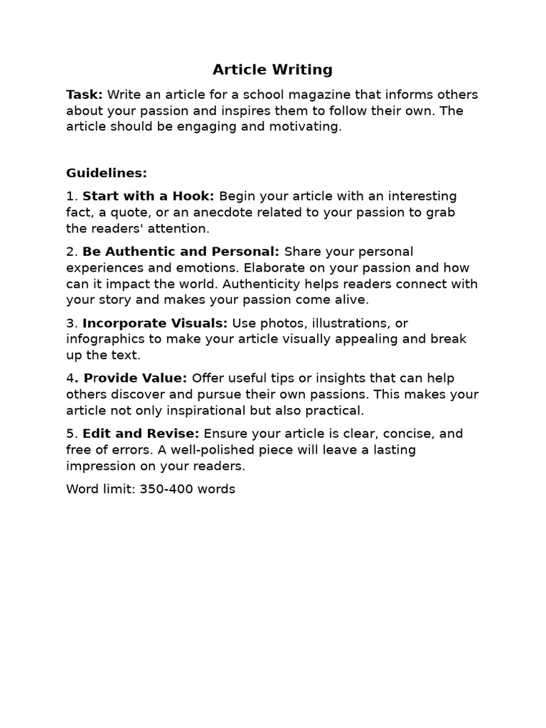 Article Writing - Passion | PDF