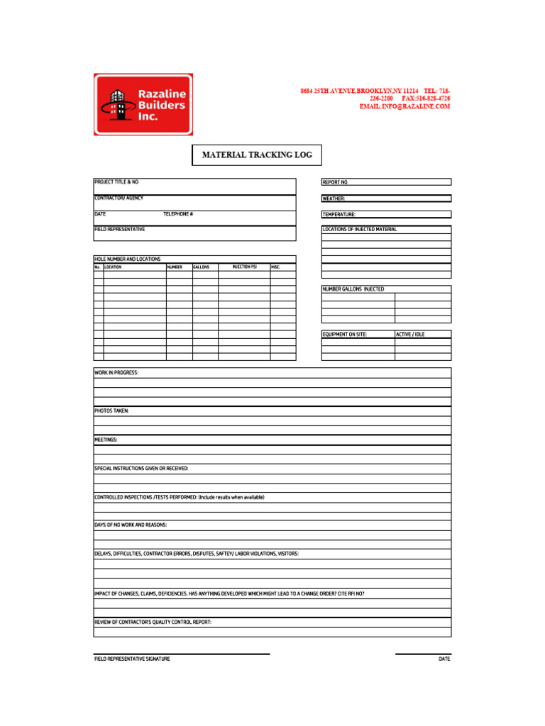 Daily MATERIAL Report Template | PDF
