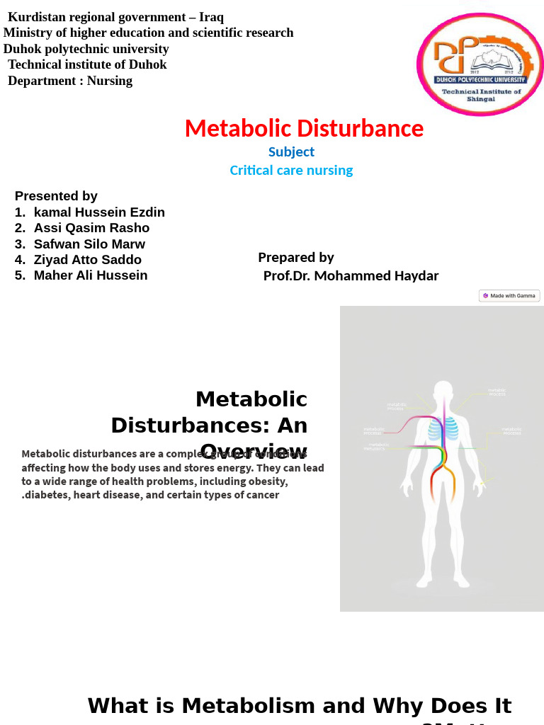Metabolic Disturbances An Overview | PDF | Obesity | Diseases And Disorders