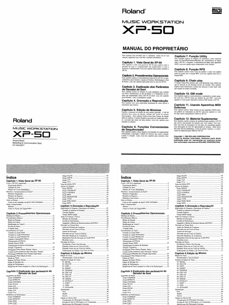 Roland XP50 Manual em Portugues | PDF