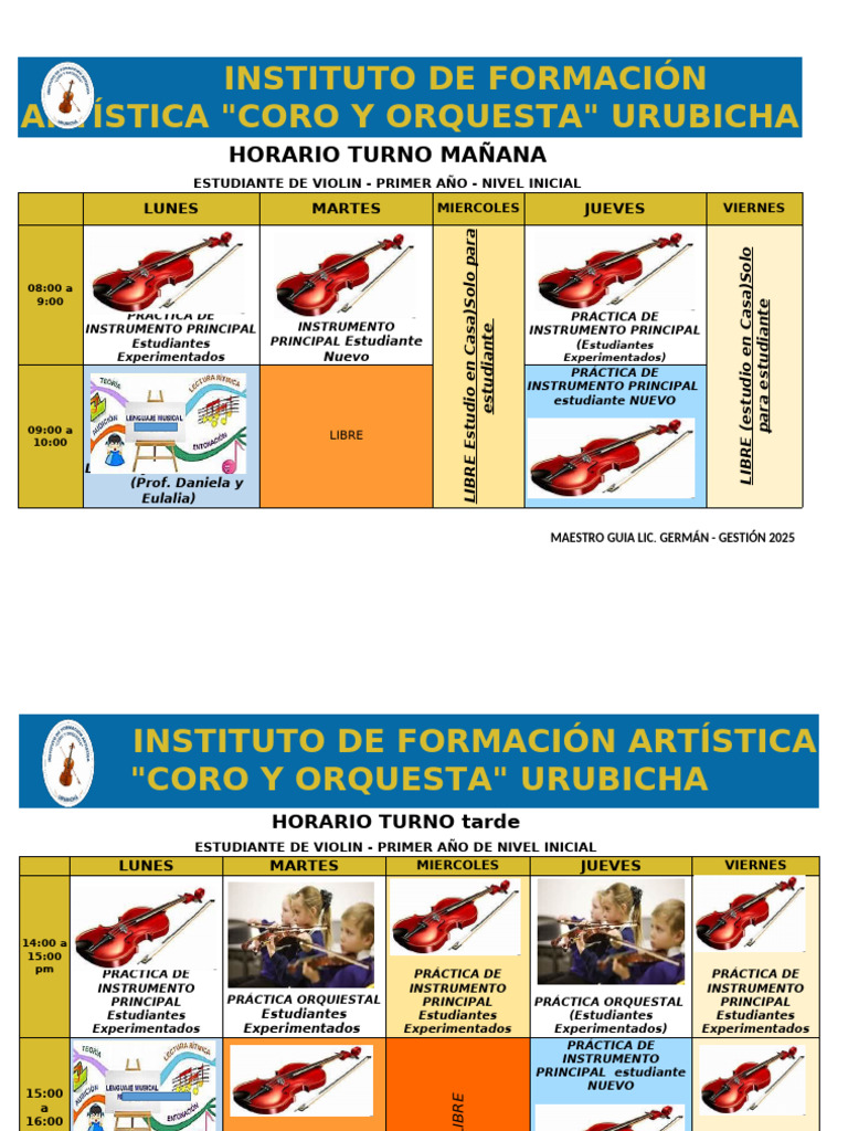 Horaro de Est. German | PDF | Orquestas