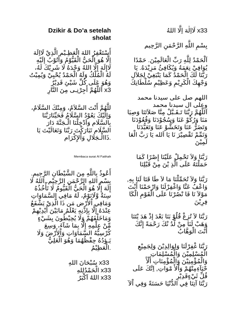 Doa Dan Dikir Setelah Solat | PDF