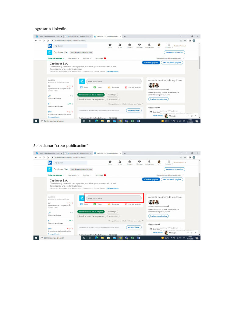 Instructivo Publicar en Linkedin | PDF