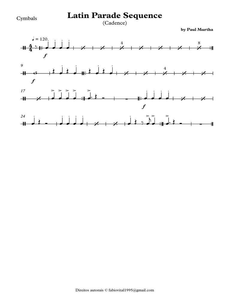 Latin Parade Sequence Cadence - Cymbals | PDF