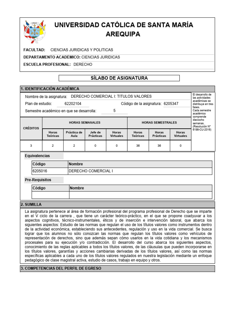 Reporte Silabo Derecho Comercial I - Títulos Valores | PDF | Cheque | Pagaré
