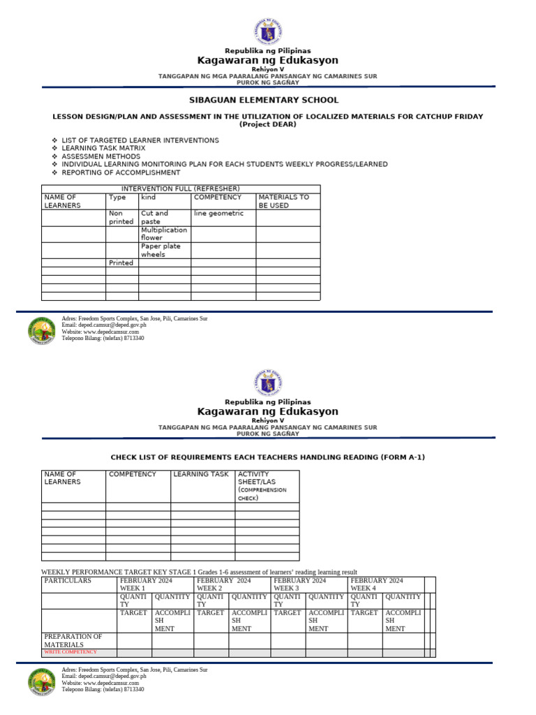 Catch Up Friday Teachers Report Template | PDF | Pedagogy | Education ...