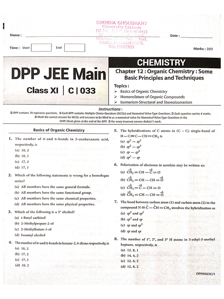 JEE Dpp Organic | PDF