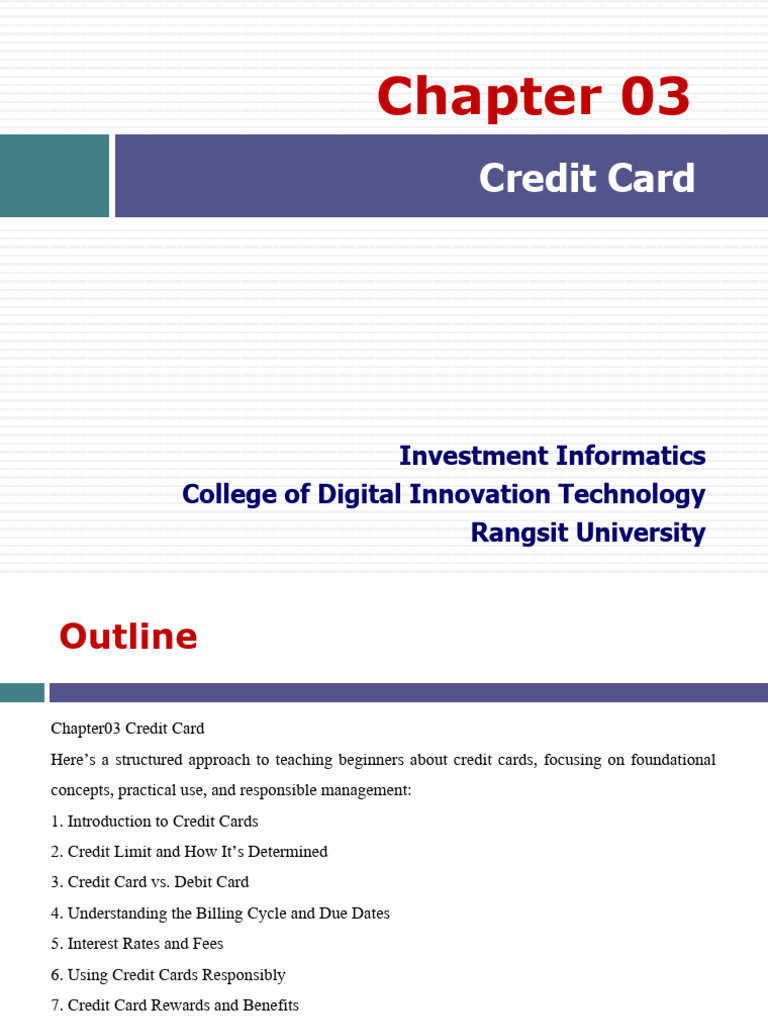 Chapter03 Credit Card Ver3 | PDF | Credit Card | Credit