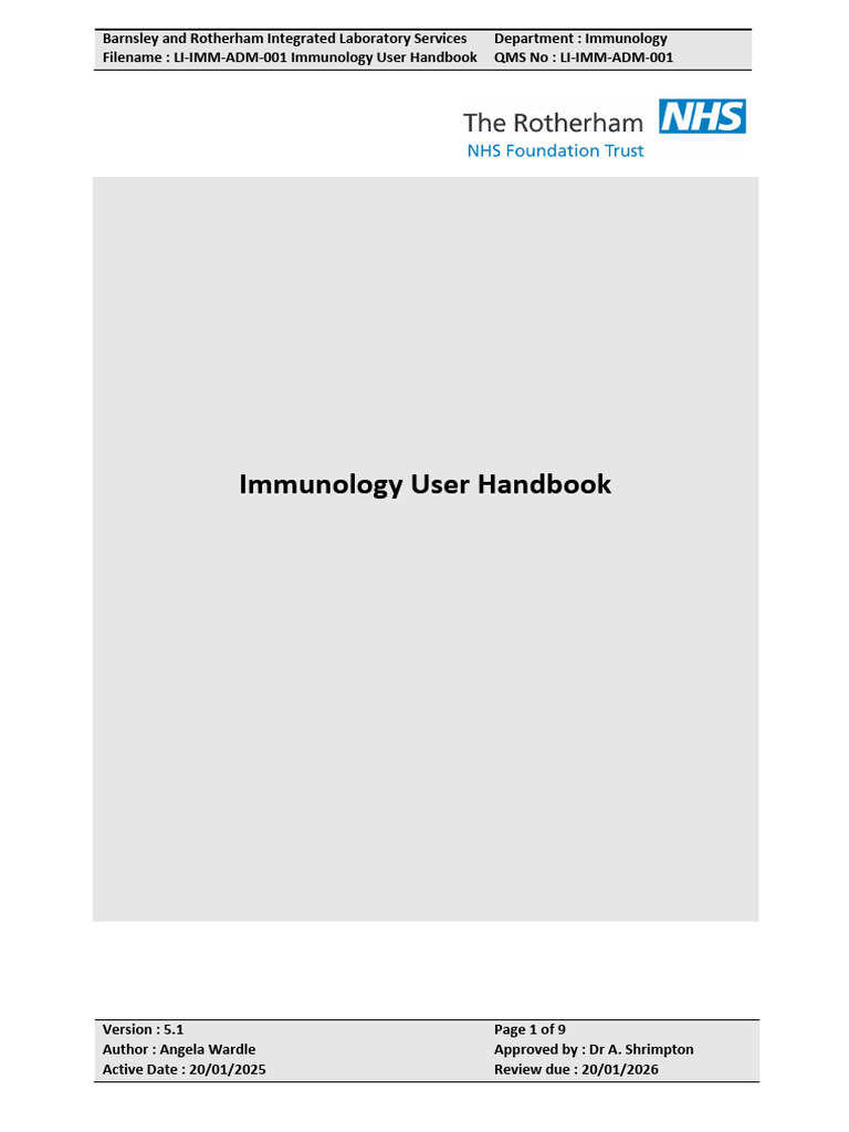 Immunology User Handbook for Labs | PDF | Pathology | Hepatitis