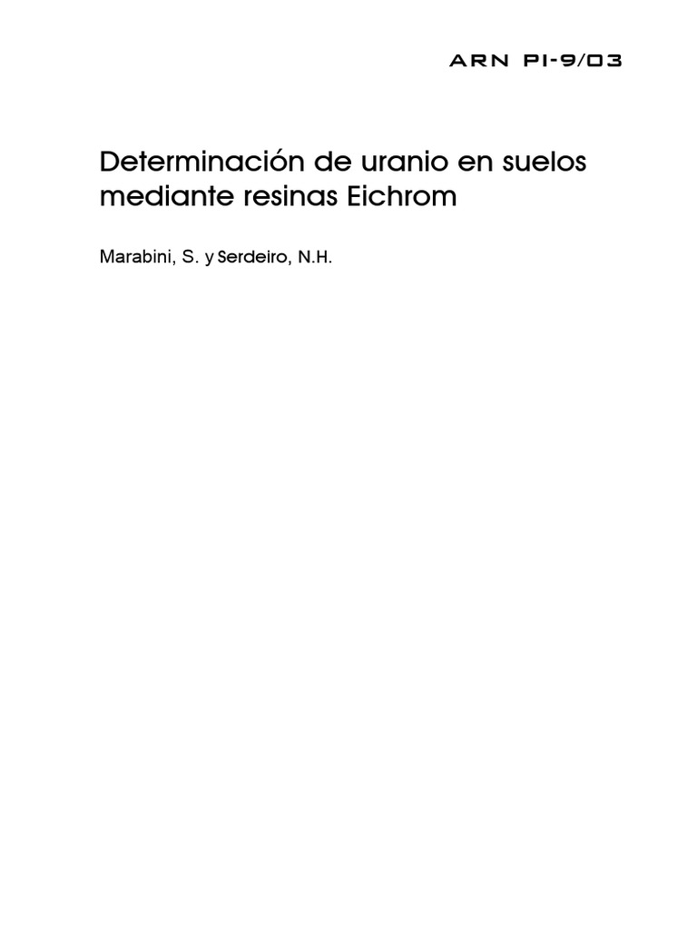 Uranio en Suelos Mediante Columnas UTEVA | PDF | Intercambio iónico ...