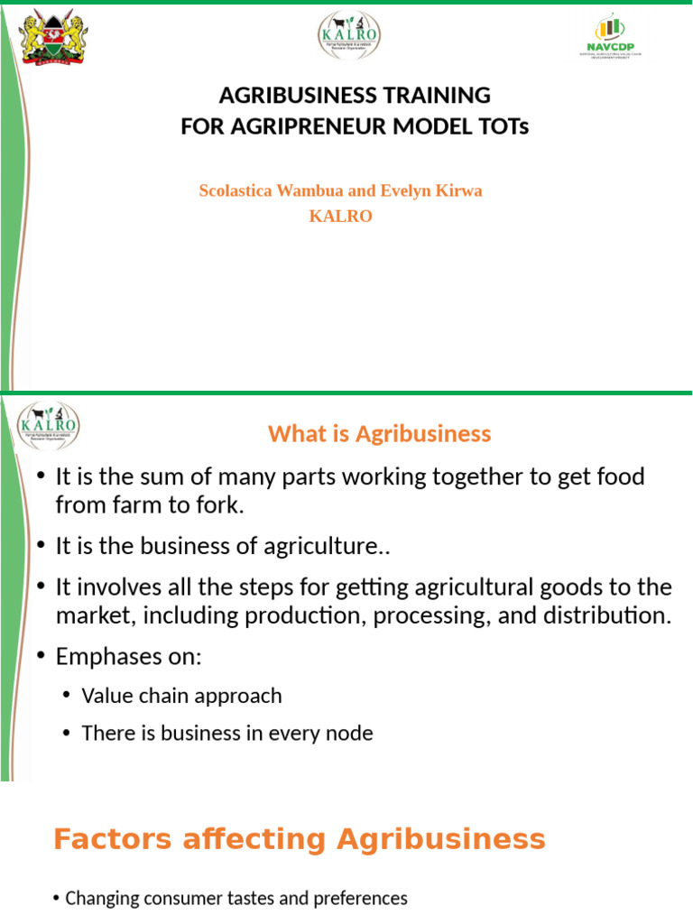 Agribusiness Training for Agripreneurs | PDF | Marketing | Gross Margin