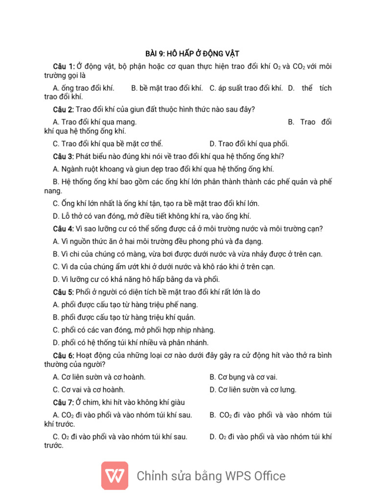 BÀI 9. Sinh11 ck1 | PDF