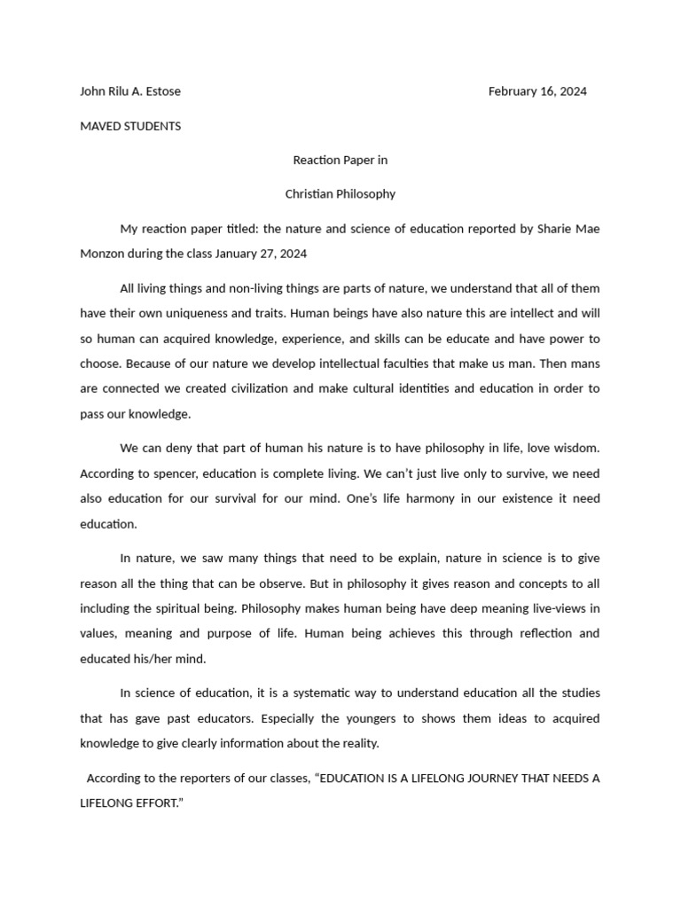 Reaction Papers | PDF