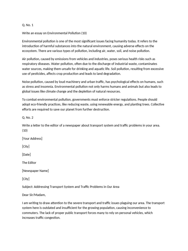 Expository Writing Past Papers Guide | PDF | Pollution | Israeli ...