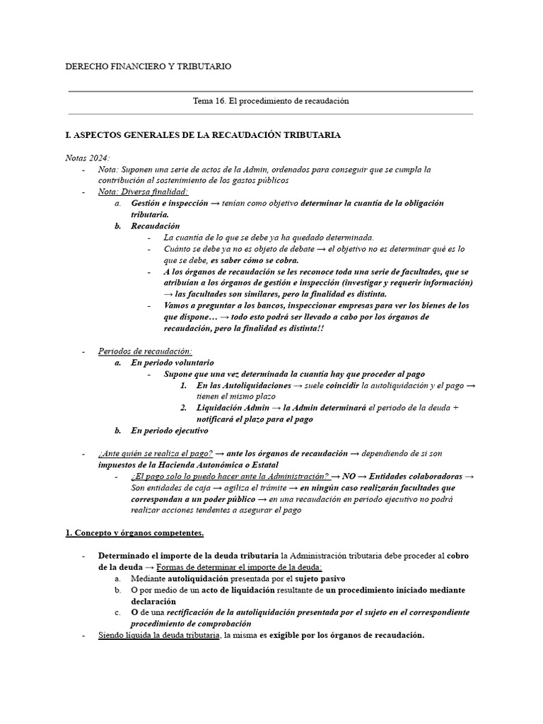 Tema 16. El Procedimiento de Recaudación | PDF | Subasta | Mandato