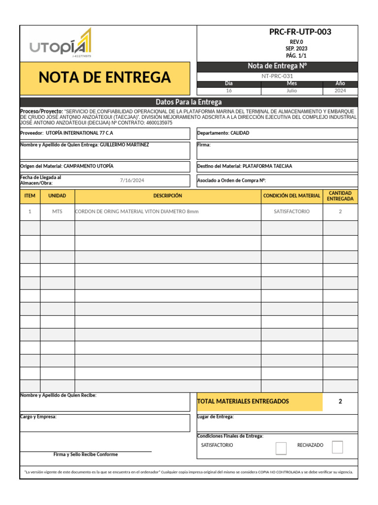 Entrega de Materiales a Plataforma TAECJAA | PDF