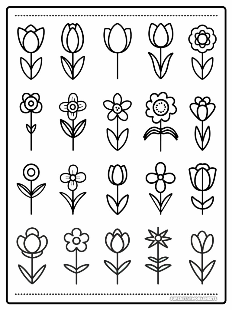 Tiny Flowers Coloring Page Pdf
