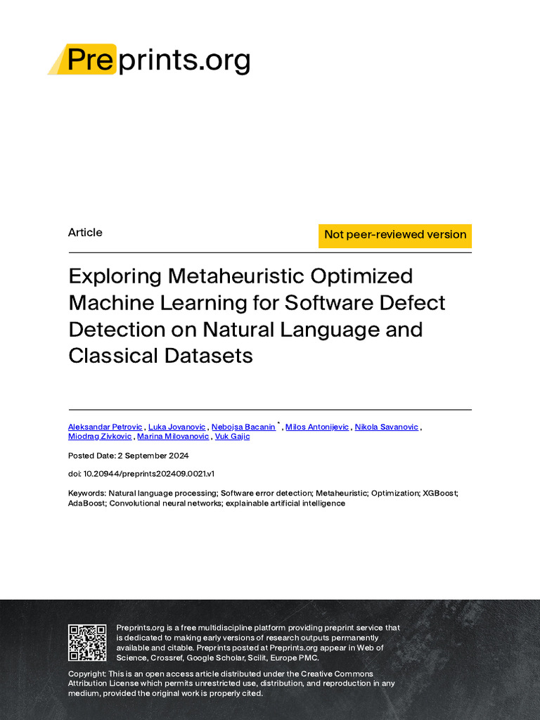 Exploring Metaheuristic Optimized Machine Learning | PDF | Machine Learning | Applied Mathematics