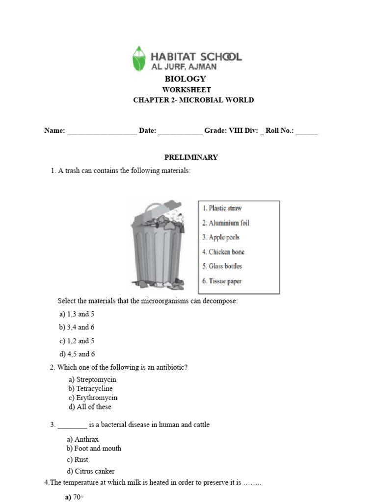 Grade 8 Microbiology Worksheet | PDF | Malaria | Infection