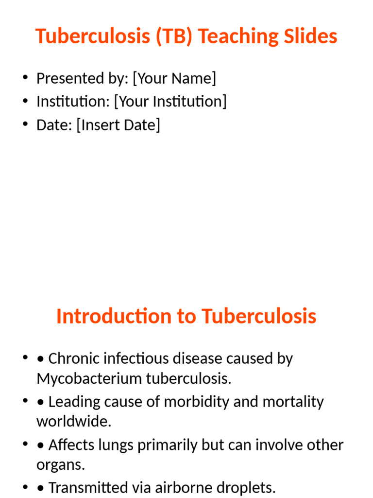 Tuberculosis Teaching Slides | PDF | Tuberculosis | Immunology