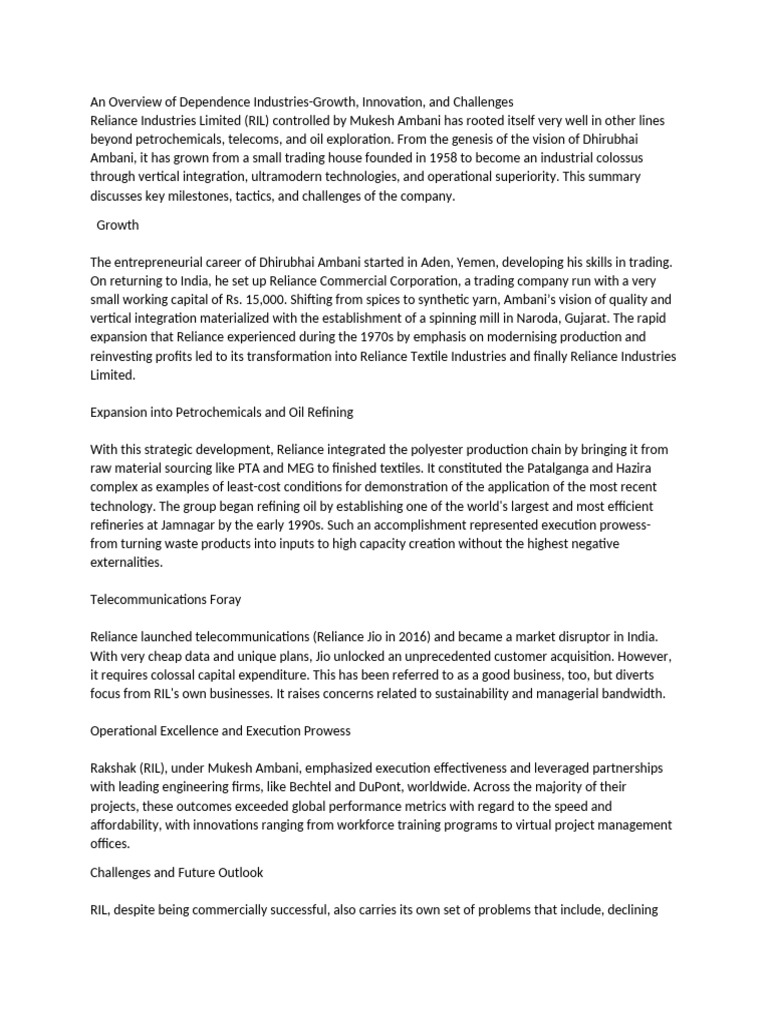 Group 2 - SecC - Reliance Industries Case Study | PDF | Economies