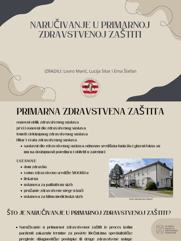 Naru Ivanje U Primarnoj Zdravstvenoj Za Titi: IZRADILI: Lovro Marić, Lucija Sitar I Ema Štefan | PDF