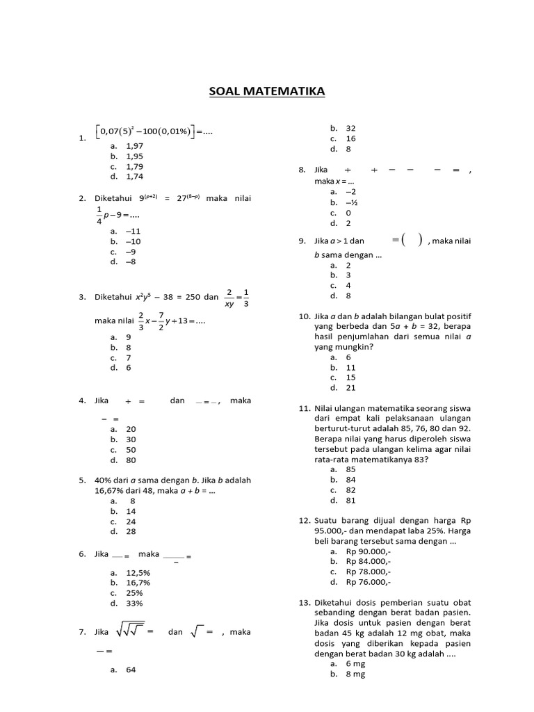 Soal Matematika | PDF