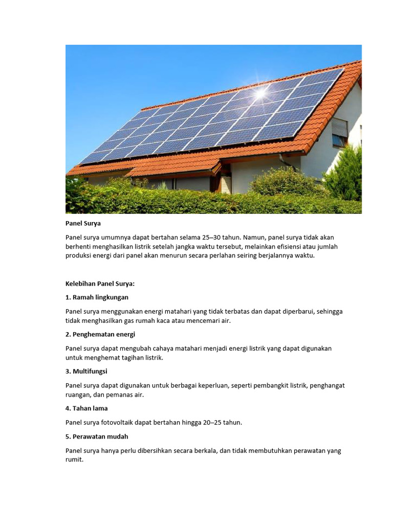 Keunggulan dan Kekurangan Panel Energi | PDF